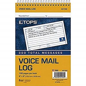 tops voice message log books (44169) (1 book)