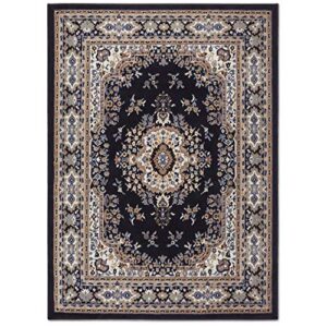 Home Dynamix Premium Sakarya Traditional Medallion Border Area Rug, Navy Blue, 7'8"x10'7" Rectangle