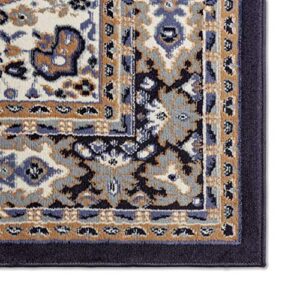 Home Dynamix Premium Sakarya Traditional Medallion Border Area Rug, Navy Blue, 21"x35" Rectangle