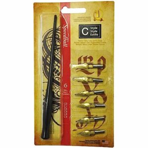 speedball c-series lettering pen set - 1 penholder w/ 6 nibs