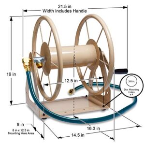 Liberty Garden Products 703-1 Multi-Purpose Steel Garden Wall/Floor Mount Hose Reel, Tan