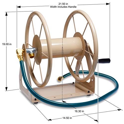 Liberty Garden Products 703-1 Multi-Purpose Steel Garden Wall/Floor Mount Hose Reel, Tan