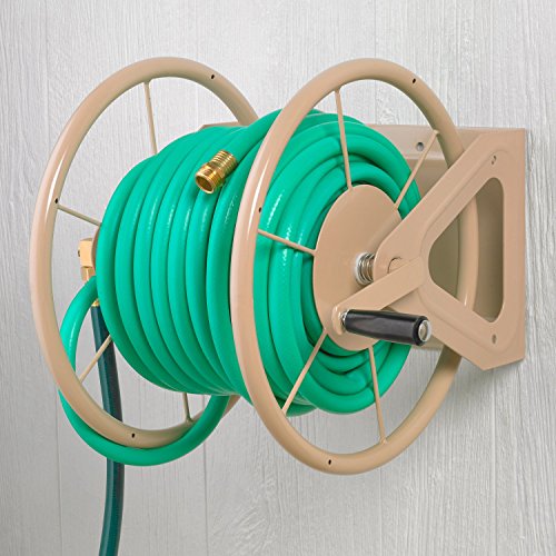 Liberty Garden Products 703-1 Multi-Purpose Steel Garden Wall/Floor Mount Hose Reel, Tan