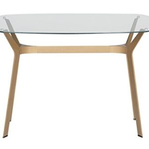 Studio Designs Home Archtech Modern Glass Desk/Dining Table, 48", Gold/Clear Glass