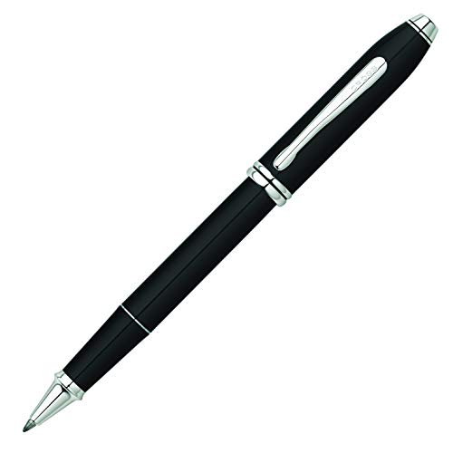 Cross Townsend Refillable Rollerball Pen, Rhodium-Plated Appointments, Includes Luxury Gift Box - Black Lacquer