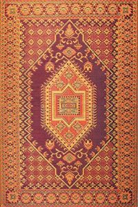 mad mats® outdoor rug, reversible plastic mat for patio, porch, deck, kitchen & bath, oriental turkish, 5' x 8', rust