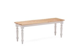 boraam farmhouse bench, white/natural 14 x 48 x 18