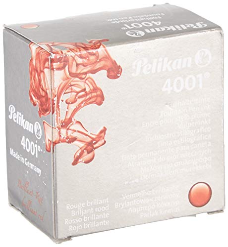 Pelikan 4001 Bottled Ink for Fountain Pens, Brilliant Red, 30ml, 1 Each (301036)