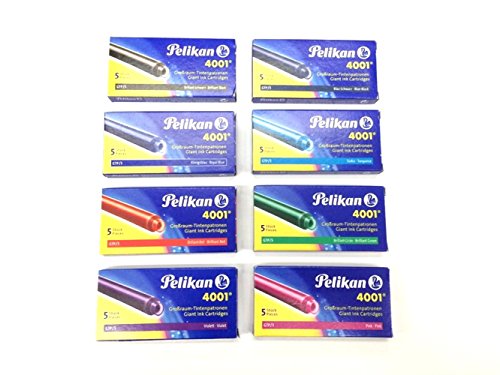 Pelikan 4001 GTP/5 Ink Cartridges for Fountain Pens, Royal Blue, 1.4ml, 5 Pack (310748)