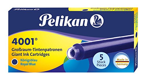 Pelikan 4001 GTP/5 Ink Cartridges for Fountain Pens, Royal Blue, 1.4ml, 5 Pack (310748)