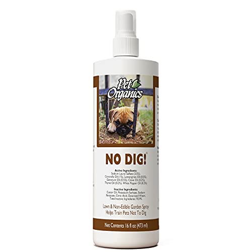 NaturVet Pet Organics No Dig Yard & Lawn Training Spray for Cats and Dogs – Helps Deters Pets from Digging in Gardens, Grass, Landscaping – Includes Herbs, Plants, Essential Oils – 16 Oz.