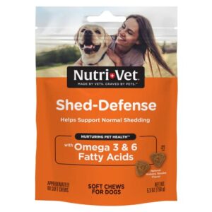 nutri-vet shed defense soft chews for dogs - supports normal shedding and healthy coat - 60 soft chews