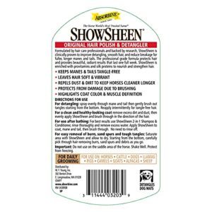 Absorbine ShowSheen Hair Polish & Detangler for Coat, Mane & Tail for Horses & Dogs, Mane and Tail Detangler Spray, Instant Detangling, Reduce Hair Breakage, Nourish Hair & Radiant Shine, 32oz Spray Bottle