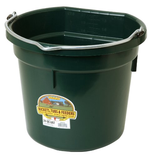 Miller Manufacturing P20FBGREEN Flat Back Bucket for Dogs and Horses, 20-Quart, Green