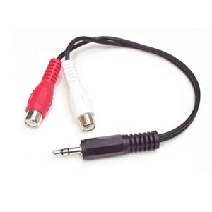 startech.com 6in stereo audio y-cable - 3.5mm male to 2x rca female - headphone jack to rca – computer / mp3 to stereo 1x mini-jack 2x rca (mumfrca), black