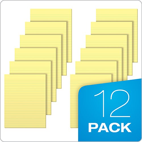 Ampad 21-662 Glue Top Pad, 8 1/2X11, Canary Yellow Paper, Wide Ruled, 50 Sheets Per Pad, 12 Pads Per Pack