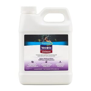 farnam vetrolin horse liniment for muscle soreness, stiffness and inflammation relief on horses, helps reduce swelling, aids in pain relief, 32 oz.