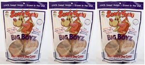 sams yams sweet potato dog treats, healthy dog treats for large dogs - sweet potato dog treats made in usa, high fiber, vegan dental chews - big boyz, sweet potato dog chewz, 15oz (pack of 3)