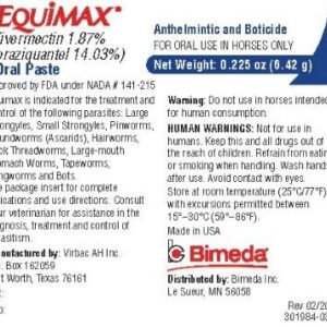 Equimax 14.03 Praziquantel/1.87 Ivermectin Paste