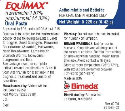 Equimax 14.03 Praziquantel/1.87 Ivermectin Paste