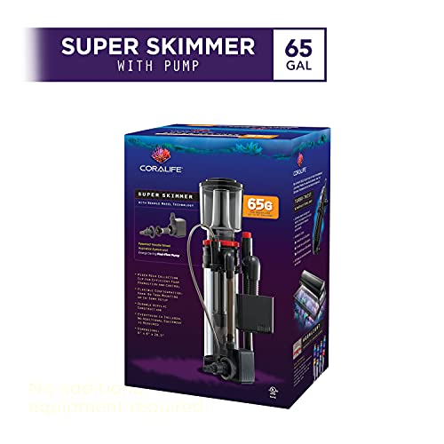 Coralife Super Protein Super Skimmer with Energy Saving Post-Flow Pump | Features Needle Wheel Technology | up to 65 Gallons