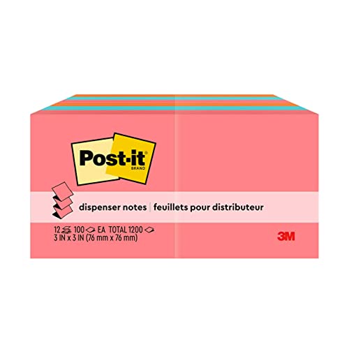 Post-it Pop-up Notes, 3x3 in, 12 Pads, America's #1 Favorite Sticky Notes, Poptimistic, Bright Colors (Pink, Orange, Blue), Clean Removal, Recyclable (R330-18CTCP)