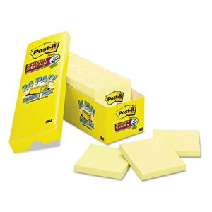 Post-it Super Sticky Notes, 2x2 in, 10 Pads, 2x the Sticking Power, Canary Yellow, Recyclable (622-10SSCY)