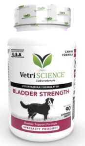 vetriscience bladder strength for dogs, 90 chewable tablets - vet formulated bladder control supplement with saw palmetto