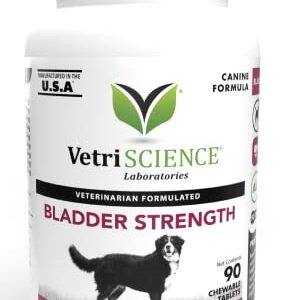 VETRISCIENCE Bladder Strength for Dogs, 90 Chewable Tablets - Vet Formulated Bladder Control Supplement with Saw Palmetto