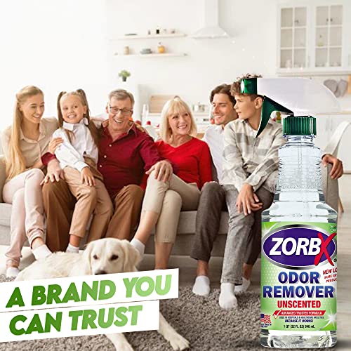 ZORBX Unscented Odor Remover Spray - Perfect Solution for Strong Odor | Advanced Trusted Formula & Fast-Acting Odor Eliminator for Dog, Cat, Puppy (32oz.)