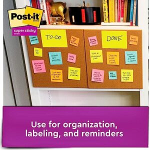 Post-it Super Sticky Notes, 8x6 inches, 4 Pads, (Orange, Pink, Blue, Green), Recyclable (6845-SSP)