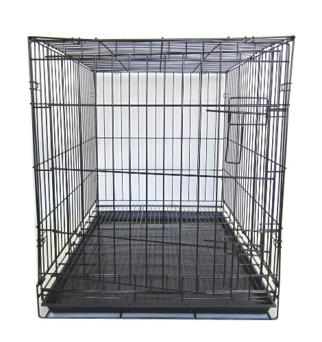 YML 48-Inch Dog Kennel Cage with Wire Bottom Grate and Plastic Tray, Black