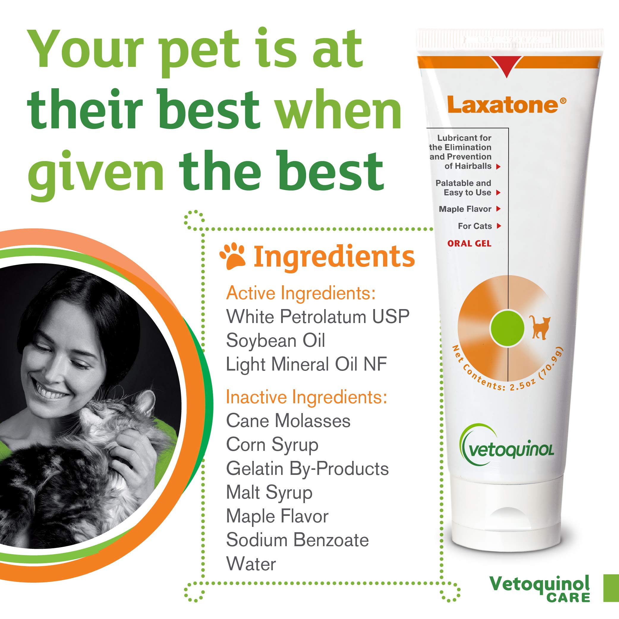 Vetoquinol Laxatone: Oral Hairball Lubricant Gel for Cats – Maple Flavored, 2.5oz