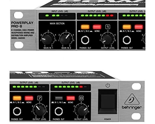 Behringer POWERPLAY HA8000 8 Channel High-Power Headphones Mixing and Distribution Amplifier