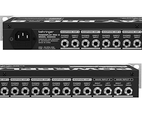 Behringer POWERPLAY HA8000 8 Channel High-Power Headphones Mixing and Distribution Amplifier