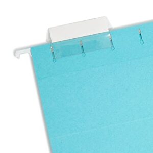 Smead Colored Hanging File Folder with Tab, 1/5-Cut Adjustable Tab, Letter Size, Aqua, 25 per Box (64058)