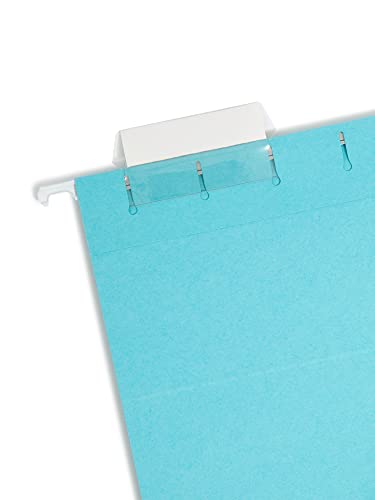 Smead Colored Hanging File Folder with Tab, 1/5-Cut Adjustable Tab, Letter Size, Aqua, 25 per Box (64058)