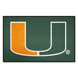 fanmats ncaa university of miami hurricanes nylon face starter rug , 19"x30"