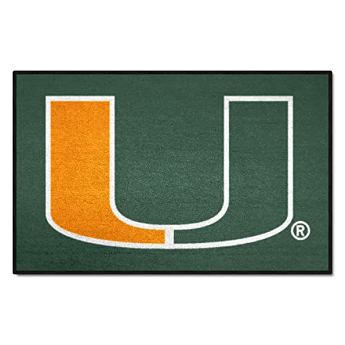 FANMATS NCAA University of Miami Hurricanes Nylon Face Starter Rug , 19"x30"