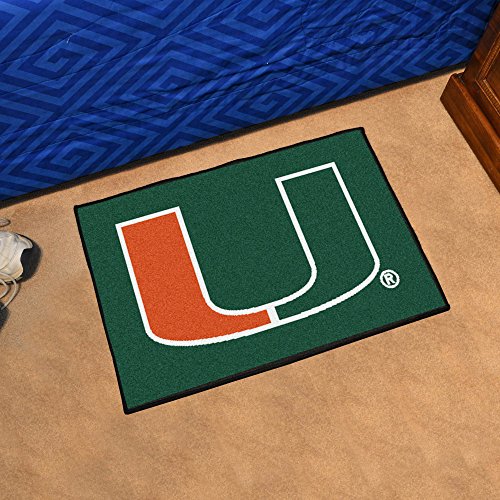 FANMATS NCAA University of Miami Hurricanes Nylon Face Starter Rug , 19"x30"