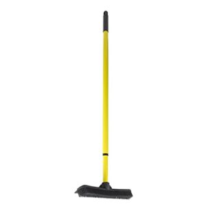 furemover pet hair remover carpet rake - rubber broom for pet hair removal tool with squeegee & telescoping handle extends from 3-5' black & yellow