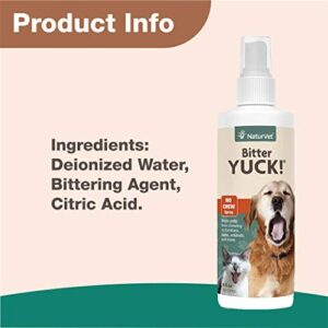 NaturVet Bitter Yuck! No Chew Spray for Dogs, Cats, and Horses Pet Training Spray, Liquid, Made in The USA, 8 Ounce