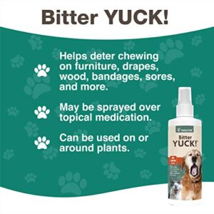 NaturVet Bitter Yuck! No Chew Spray for Dogs, Cats, and Horses Pet Training Spray, Liquid, Made in The USA, 8 Ounce