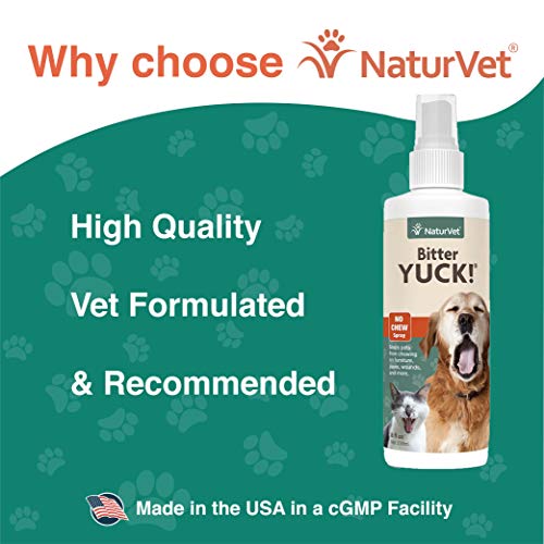 NaturVet Bitter Yuck! No Chew Spray for Dogs, Cats, and Horses Pet Training Spray, Liquid, Made in The USA, 8 Ounce