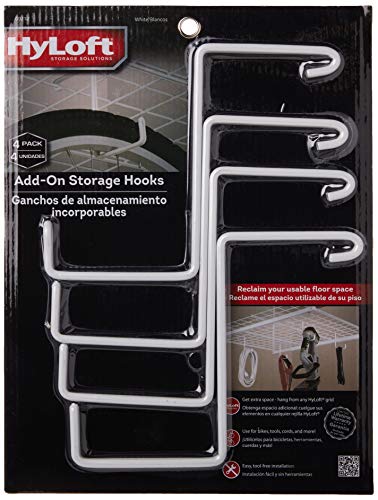 HyLoft 00212 Add-On Storage Hook Accessory for HyLoft Model-540 Ceiling Rack, 4 Count , White