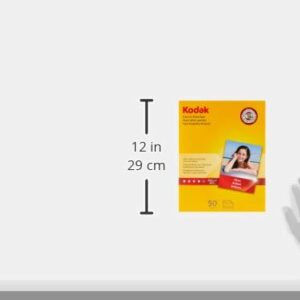 Kodak Premium Photo Paper for inkjet printers, Gloss Finish, 8.5 mil thickness, 50 Sheets, 8.5” x 11” (8360513),White