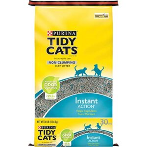 purina tidy cats non clumping cat litter, instant action low tracking cat litter - 30 lb. bag