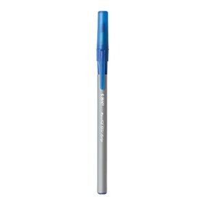 BIC Round Stic Grip Xtra-Comfort Medium Ball Point Pen, Blue, 8 Pack