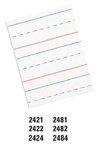 PACON - PAC2482 Pacon Handwriting Paper, D'Nealian Grades 2&3 / Zaner-Bloser Grade 2, 1/2" x 1/4" x 1/4" Ruled 8" x 10-1/2", Ruled Short, 40 Sheets,White