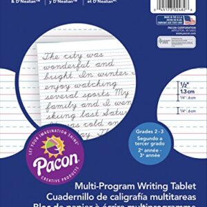 PACON - PAC2482 Pacon Handwriting Paper, D'Nealian Grades 2&3 / Zaner-Bloser Grade 2, 1/2" x 1/4" x 1/4" Ruled 8" x 10-1/2", Ruled Short, 40 Sheets,White